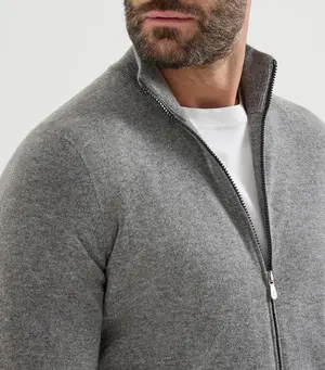 Brunello Cucinelli Cashmere Zip Cardigan - Grey