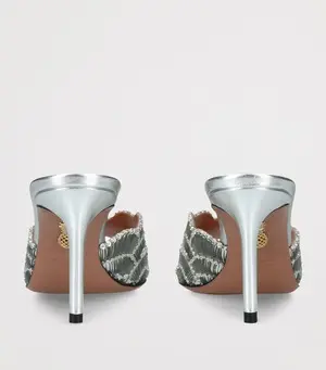AQUAZZURA Metallic Leather Embellished Mules