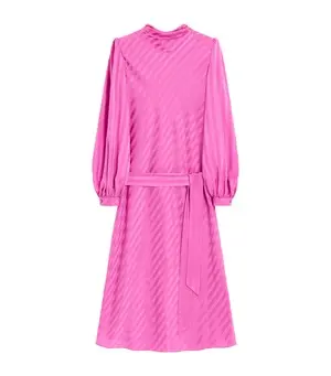 Valentino Garavani Silk Jacquard Stripe Midi Dress - Pink