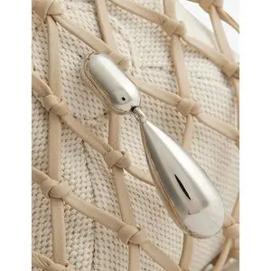 Savette Macrame Leather Pouch - Bone