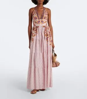 ALEXANDRA MIRO Clover Printed Cotton And Silk Maxi Dress