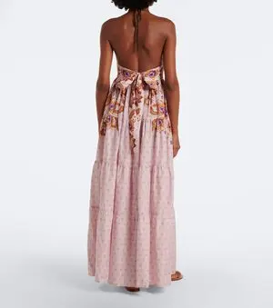 ALEXANDRA MIRO Clover Printed Cotton And Silk Maxi Dress