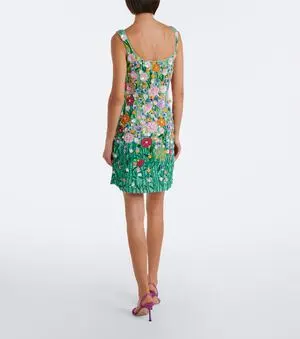 LA FUORI Embellished Floral-applique Mini Dress