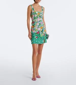 LA FUORI Embellished Floral-applique Mini Dress