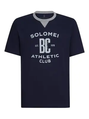 Brunello Cucinelli Logo Cotton T-shirt - Blue