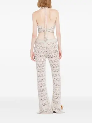 Alanui Lagoon Romance Crocheted Cotton Trousers - White