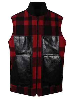 Junya Watanabe Mackinaw Wool And Leather Vest - Multi