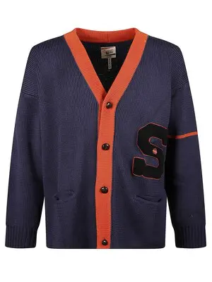 Champion Navy And Orange Wool Cardigan With Appliqu - Multi