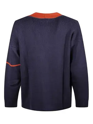 Champion Navy And Orange Wool Cardigan With Appliqu - Multi