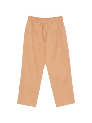Maison Kitsuné Cotton Trousers With Embroidered Logo - Beige