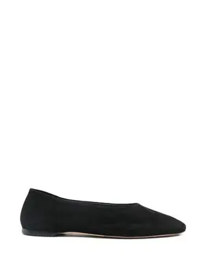 TOTEME Suede Leather Ballet Flats With Slingback Strap - Black