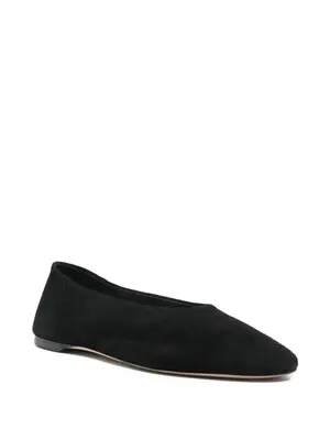 TOTEME Suede Leather Ballet Flats With Slingback Strap - Black