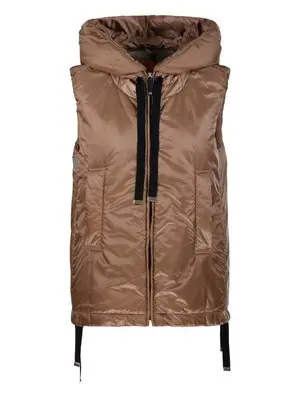 Max Mara Padded Hooded Gilet - Brown