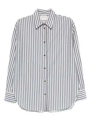 FORTE_FORTE Striped Cotton Blend Shirt With Classic Collar - Blue