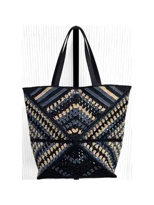 Loewe Puzzle Fold Xl Raffia Tote Bag - Blue