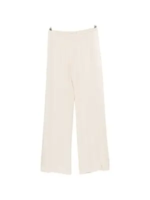 FORTE_FORTE Regular Trousers With Elasticated Waistband And Side Stripe - White