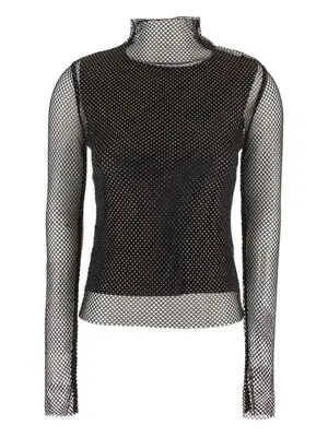 Sportmax High-neck Fishnet Top - Black