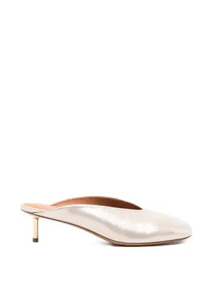FORTE_FORTE Metallic Effect Leather Mules - Silver
