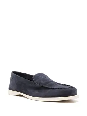 John Lobb Pace Suede Leather Loafers - Blue