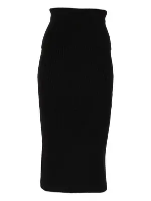 IRO PARIS Christy Wool Blend Ribbed Knit Midi Skirt - Black