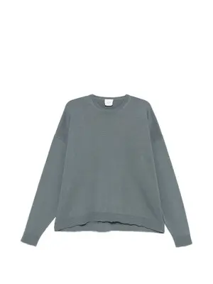 ALYSI Cotton Crewneck Sweater With Paneled And Ribbed Trims