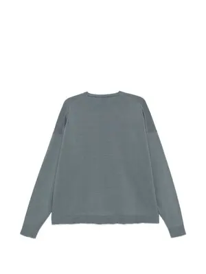 ALYSI Cotton Crewneck Sweater With Paneled And Ribbed Trims