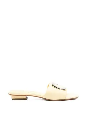 ROGER VIVIER Leather Flat Sandals With Buckle Detail - Yellow