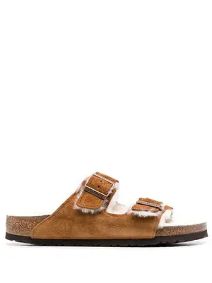 BIRKENSTOCK Birkenstock Arizona Shearling Suede Sandals Brown