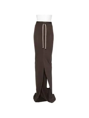 MONCLER + RICK OWENS Cotton Drawstring Maxi Skirt - Grey
