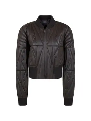 MONCLER + RICK OWENS Quilted Leather Bomber Jacket - Grey