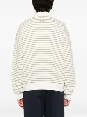 DUNST Striped Cotton Polo Shirt - Green