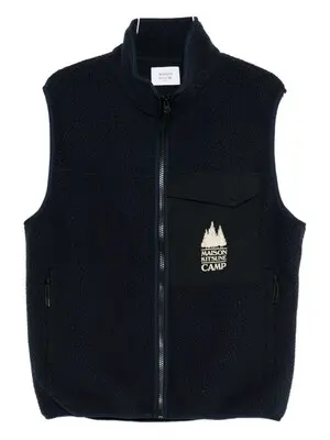 Maison Kitsuné Fleece Zip-up Vest - Blue