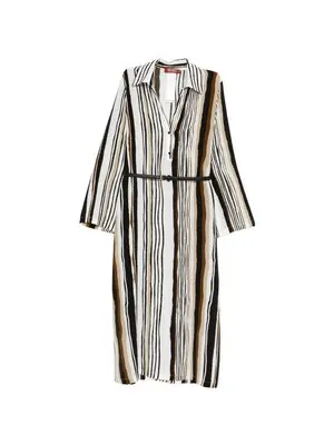 Max Mara Striped Silk Shirt Dress - Multi