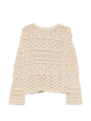 SEMICOUTURE Zilla Crochet Knit Cardigan - White