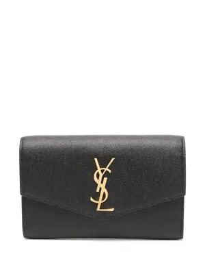 Saint Laurent Uptown Leather Wallet On Chain - Black