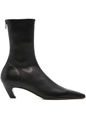 Khaite Arizona Leather Ankle Boots - Black