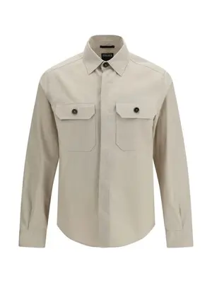 Zegna Long Sleeve Cotton Shirt Jacket