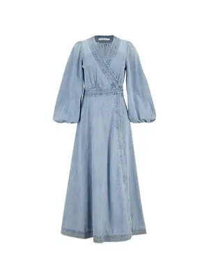 Zimmermann Indra Denim Midi Dress - Sky Blue