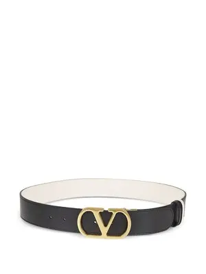 Valentino Garavani Vlogo Signature Leather Belt - Black