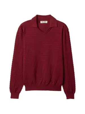 Miu Miu Cotton Textured Polo Shirt - Red