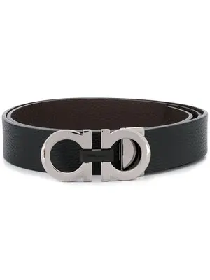 FERRAGAMO Gancini Leather Belt - Black
