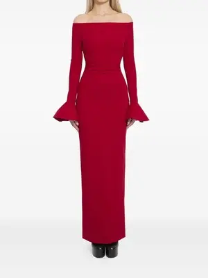 Solace London Anica Maxi Dress With Flared Sleeves - Red