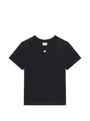 COURREGES Logo Cotton T-shirt - Black