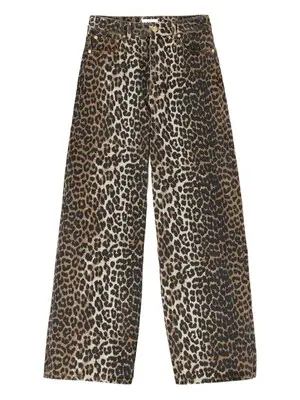 GANNI Organic Cotton Denim Jeans Animal Print - Multi