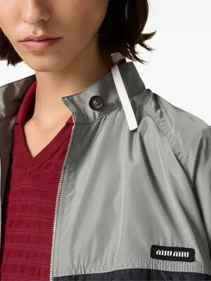 Miu Miu Tech Silk Blouson Jacket With Striped Detailing