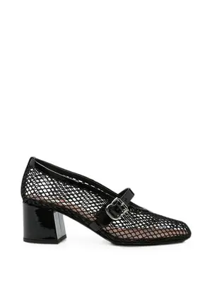 Alaïa Mesh Pumps With Patent Trims And Buckle Fastening - Black