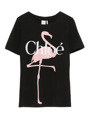 Chloé Printed Cotton T-shirt - Black