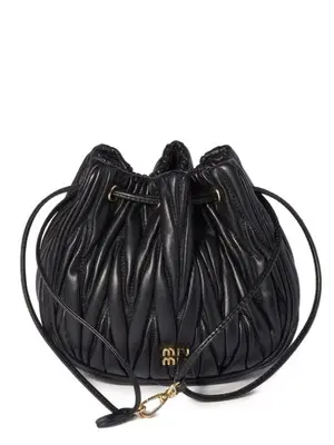Miu Miu Matelassé Leather Mini Bag - Black