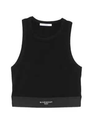 Givenchy Cropped Ribbed Tank Top - Black