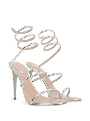 Rene Caovilla Cleo Spiral High Heel Sandals - Silver
